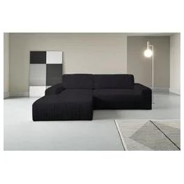 Ecksofa WERK2 "Rotterdam-L, kuschelweicher Cord oder Breitcord, L-Form, Breite 267 cm", schwarz, B:267cm H:85cm T:165cm, 100% Polyester, Sofas, Ecksofa, Design Ecksofa mit Schlaffunktion & Bettkasten, Breitcord, Schwarz