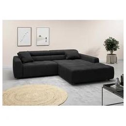 Ecksofa 3C Candy "Denver auch mit Cord- und Easy care-Bezug, Kopfteilverstellung L-Form", schwarz, B:258cm H:68cm T:217cm, 96% Polyester, 4% Polyacryl, Sofas, Ecksofa, wahlweise. mit motorischer Sitztiefenverstellung