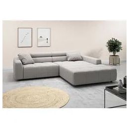 Ecksofa 3C Candy "Denver auch mit Cord- und Easy care-Bezug, Kopfteilverstellung L-Form", grau, B:258cm H:68cm T:217cm, 100% Polyester, Sofas, Ecksofa, wahlweise. mit motorischer Sitztiefenverstellung