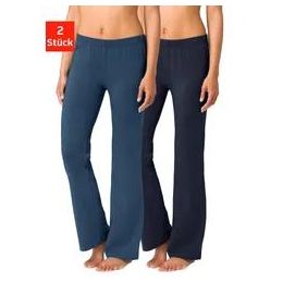 Jazzpants Vivance ACTIVE, Damen, Gr. 44/46, N-Gr, blau (1x jeans, 1x denim), Single Jersey, Obermaterial: 60% Baumwolle, 35% Polyester, 5% Elasthan, unifarben, Basic, Basic lang, Hosen, mit leicht ausgestelltem Bein, Loungewear, Topseller