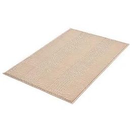 Badematte Kleine Wolke "Zigzag", beige (sandbeige), H:10mm, Polyester, Badematten, Badematte, Badteppich, Uni-Farben, modernes Zickzack Muster