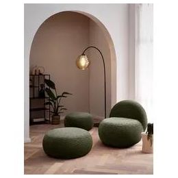 Polsterhocker Home Affaire "Mithras I Lieferzeit nur 2 Wochen, passend zum Sessel Mithras II", gr&uuml;n (dunkelgr&uuml;n), B:85cm H:35cm T:85cm, 100% Polyester, Hocker, Polsterhocker, Boucl&eacute; oder Fellimitat, Durchmesser 65 oder 85 cm