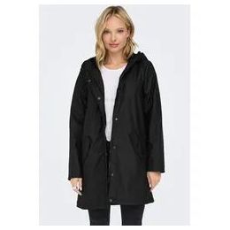 Funktionsmantel Only "ONLSALLY RAINCOAT OTW NOOS", Damen, Gr. XS, schwarz (schwarz with schwarz teddy), Web, Obermaterial: 100% Polyester, leicht gl&auml;nzend, unifarben, figurumspielend Po-bedeckend, hoch geschlossener Ausschnitt, M&auml;ntel, mit Kapuze und Teddypl&uuml;schfutter
