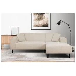 Ecksofa Home Affaire "ARROS L-Form mit Wellenunterfederung, Ma&szlig;e B/T/H: 235/163/81 cm", beige (creme), B:235cm H:81cm T:163cm, 100% Polyester, Sofas, Ecksofa, incl. Zierkissen, mit Recamiere rechts/links bestellbar, auch in Cord