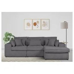 Ecksofa OTTO HOME "Florid L-Form", grau, B:280cm H:75cm T:162cm, Baumwollmix (60% Baumwolle/40% Leinen);Struktur fein (100% Polyester);Samtoptik (100% Polyester), Sofas, Ecksofa, 3 Teile, bestehend aus Modulen, viele Bezugsqualit&auml;ten, auch in Cord