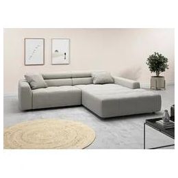 Ecksofa 3C Candy "Denver auch mit Cord- und Easy care-Bezug, Kopfteilverstellung L-Form", grau (hellgrau), B:258cm H:68cm T:217cm, 88% Polyester, 12% Polyacryl, Sofas, Ecksofa, wahlweise. mit motorischer Sitztiefenverstellung