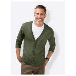 Cardigan Marco Donati, Herren, Gr. 50, gr&uuml;n (khaki), 100% Schurwolle, unifarben, Strickjacken
