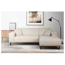 Ecksofa Home Affaire "ARROS L-Form mit Wellenunterfederung, Ma&szlig;e B/T/H: 235/163/81 cm", beige (creme), B:235cm H:81cm T:163cm, 100% Polyester, Sofas, Ecksofa, incl. Zierkissen, mit Recamiere rechts/links bestellbar, auch in Cord