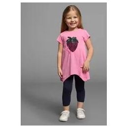 Shirt & Leggings Kidsworld "2tlg. Set T-Shirt + Leggings mit Wendepailletten", M&auml;dchen, Gr. 128/134, pink (pink, marine), Jersey, Obermaterial: 100% Baumwolle. Unterteil: 95% Baumwolle, 5% Elasthan, mehrfarbig, KOB Set-Artikel, in 2 Farbvarianten zu tragen
