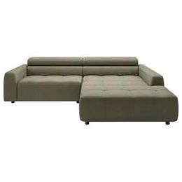 Ecksofa 3C Candy "Denver auch mit Cord- und Easy care-Bezug, Kopfteilverstellung L-Form", gr&uuml;n (oliv), B:258cm H:68cm T:217cm, 100% Polyester, Sofas, Ecksofa, wahlweise. mit motorischer Sitztiefenverstellung