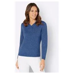 Strickpullover Classic Basics "Langarm-Pullover", Damen, Gr. 48, blau (royalblau, bleu, meliert), 100% Polyacryl, meliert, Pullover Strickpullover
