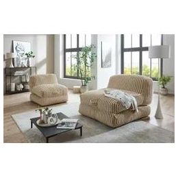 XXL-Sessel Home Affaire "Pia", beige (creme), B:106cm H:84cm T:125cm, Sessel, XXL-Sessel, Loungesessel in Megacord, 2 Gr&ouml;&szlig;en, Schlaffunktion und Pouf-Funktion