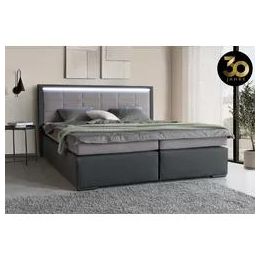 Boxspringbett Collection AB "30 Jahre Jubil&auml;ums-Modell Athena", grau (anthrazit, grau), B:193cm L:208cm, Holzwerkstoff, Spanplatte, Komplettbetten, Boxspringbett, in H2,H3 & H4, wahlweise mit LED-Leiste