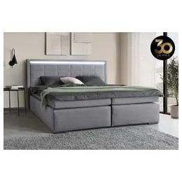 Boxspringbett Collection AB "30 Jahre Jubil&auml;ums-Modell Athena", grau (hellgrau), B:193cm L:208cm, Holzwerkstoff, Spanplatte, Komplettbetten, Boxspringbett, in H2,H3 & H4, wahlweise mit LED-Leiste