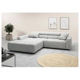 Ecksofa 3C Candy "Denver auch mit Cord- und Easy care-Bezug, Kopfteilverstellung L-Form", silber, B:258cm H:68cm T:217cm, 95% Polyester, 5% Nylon, Sofas, Ecksofa, wahlweise. mit motorischer Sitztiefenverstellung