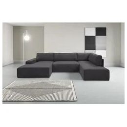 Wohnlandschaft WERK2 "Rotterdam, U-Form, in kuschelweichem Cord oder Breitcord. Breite 329cm", grau (anthrazit), B:325cm H:85cm T:190cm, 90% Polyester, 10% Nylon, Sofas, Wohnlandschaft, Design Sofa mit Schlaffunktion & Bettkasten, Cord, Anthrazit