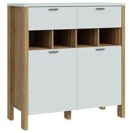 Highboard FORTE "Saitama", grau (mauvella eiche, secret grau), B:96,7cm H:102,5cm T:41,6cm, Spanplatte, Sideboards, Highboard