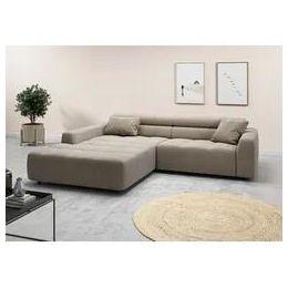 Ecksofa 3C Candy "Denver auch mit Cord- und Easy care-Bezug, Kopfteilverstellung L-Form", grau (taupe), B:258cm H:68cm T:217cm, 88% Polyester, 12% Polyacryl, Sofas, Ecksofa, wahlweise. mit motorischer Sitztiefenverstellung