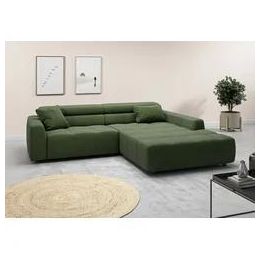 Ecksofa 3C Candy "Denver auch mit Cord- und Easy care-Bezug, Kopfteilverstellung L-Form", gr&uuml;n (oliv), B:258cm H:68cm T:217cm, 95% Polyester, 5% Nylon, Sofas, Ecksofa, wahlweise. mit motorischer Sitztiefenverstellung