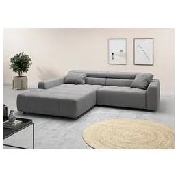 Ecksofa 3C Candy "Denver auch mit Cord- und Easy care-Bezug, Kopfteilverstellung L-Form", grau (platin), B:258cm H:68cm T:217cm, 100% Polyester, Sofas, Ecksofa, wahlweise. mit motorischer Sitztiefenverstellung, Topseller