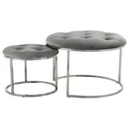 Polstergarnitur Kayoom "Hocker Becky 825 2er-Set, runde Form, angesagter Retro-Stil", grau (grau, silber, silber), B:60cm H:41cm T:60cm, Stoffbezug: 50% Polyester 50% Polyurethan / Eisen / Sperrholz, Sitzm&ouml;bel-Sets, Polsterhocker, vielseitig verwendbar, modern, pflegeleicht, runde Form