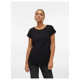 V&eacute;ro Moda Blusenshirt VERO MODA "VMBELLA SS TOP WVN GA NOOS", Damen, Gr. M, schwarz, Web, Obermaterial: 97% Viskose, 3% Elasthan, unifarben, regular fit h&uuml;ftbedeckend, Rundhals, Shirts Blusenshirt, Viskosemischung, abgerundeter Saum