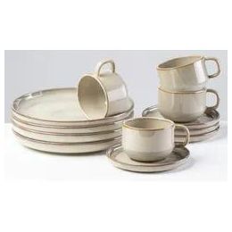 Kaffeeservice GIPFELST&Uuml;CK "Nebelwald", beige, 12 Stk., Steinzeug, Geschirr-Sets, Kaffeeservice, Scandi-Style, jedes St&uuml;ck ein Unikat, 12 Teile, f&uuml;r 4 Personen