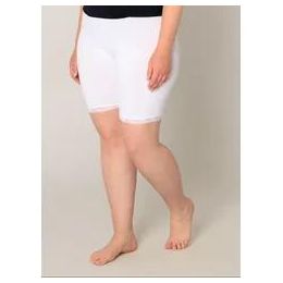 Radlerhose Base Level Curvy "Ava", Damen, Gr. 50, N-Gr, wei&szlig;, Jersey, Obermaterial: 94% Viskose, 6% Elasthan, unifarben, Basic, figurbetont ca. Mitte Oberschenkel, Hosen Radlerhose, mit Spitzenkante