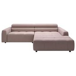 Ecksofa 3C Candy "Denver auch mit Cord- und Easy care-Bezug, Kopfteilverstellung L-Form", rosa, B:258cm H:68cm T:217cm, 88% Polyester, 12% Polyacryl, Sofas, Ecksofa, wahlweise. mit motorischer Sitztiefenverstellung