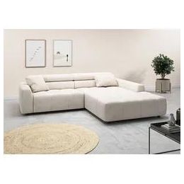 Ecksofa 3C Candy "Denver auch mit Cord- und Easy care-Bezug, Kopfteilverstellung L-Form", wei&szlig;, B:258cm H:68cm T:217cm, 95% Polyester, 5% Nylon, Sofas, Ecksofa, wahlweise. mit motorischer Sitztiefenverstellung