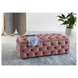 Polsterhocker Home Affaire "KALINA, hochwertige Knopfheftung, B/T/H: 120/55/45 cm", rosa (rose), B:120cm H:45cm T:55cm, 100% Polyester, Hocker, Polsterhocker, mit Staufach und innenliegenden Laschen zur besseren Aufbewahrung
