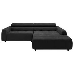 Ecksofa 3C Candy "Denver auch mit Cord- und Easy care-Bezug, Kopfteilverstellung L-Form", schwarz, B:258cm H:68cm T:217cm, 96% Polyester, 4% Polyacryl, Sofas, Ecksofa, wahlweise. mit motorischer Sitztiefenverstellung