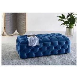 Polsterhocker Home Affaire "KALINA, hochwertige Knopfheftung, B/T/H: 120/55/45 cm", blau (dunkelblau), B:120cm H:45cm T:55cm, 100% Polyester, Hocker, Polsterhocker, mit Staufach und innenliegenden Laschen zur besseren Aufbewahrung