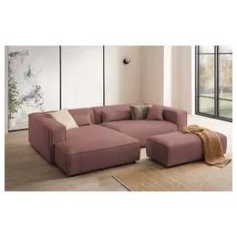 Ecksofa "PIARA XXL, L-Form, Schlaffunktion, Cord, Leinenoptik o. Strukturstoff", beige (puder), B:288cm H:66cm T:198cm, 100% Polyester, LeGer Home by Lena Gercke, Sofas, Ecksofa, Hocker stellbar zum Schlafsofa (Krokodilverbinder), tiefe Sitzfl&auml;che