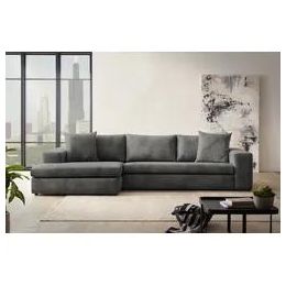 Ecksofa Home Affaire "SLEETLAND XXL in Samtvelours oder Vintage-Leder-Optik, L-Form", grau (dunkelgrau), B:325cm H:72cm T:167cm, Sofas, Ecksofa, besonders gro&szlig; und bequem