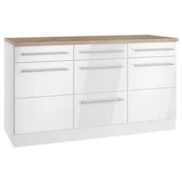 Unterschrank KOCHSTATION "KS-Wien", wei&szlig; (hochglanz wei&szlig;, wei&szlig;), B:150cm H:85cm T:60cm, Schr&auml;nke, Unterschrank, edel aussehende gestiftete Fronten