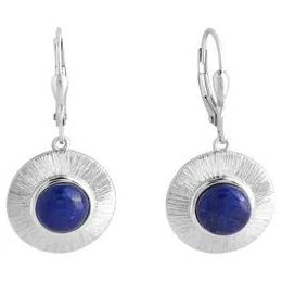 Paar Ohrh&auml;nger ZEEme "Silber 925 rhodiniert glanz/matt mit echtem Lapis 8mm", wei&szlig; (wei&szlig;, blau), Ohrringe, Damen, one-size, 2,8, Silber 925 (Sterlingsilber), Ohrh&auml;nger