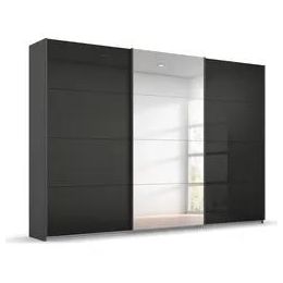 Schwebet&uuml;renschrank Rauch "Kleiderschrank Schrank Garderobe W&auml;scheschrank Ankleide OTELI", grau (graumetallic, effektgrau hochglanz), B:271cm H:229cm T:68cm, Holzwerkstoff, Schr&auml;nke, Schwebet&uuml;renschrank, mit Spiegel, schlichte Dekor- oder Hochglanz-Front MADE IN GERMANY