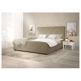 Boxbett Home Affaire "Mona", grau (taupe grau), B:184cm L:215cm, Holzwerkstoff, Massivholz, Polyester, Komplettbetten, Boxspringbett, mit 4 Schubladen