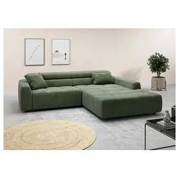Ecksofa 3C Candy "Denver auch mit Cord- und Easy care-Bezug, Kopfteilverstellung L-Form", gr&uuml;n (oliv), B:258cm H:68cm T:217cm, 88% Polyester, 12% Polyacryl, Sofas, Ecksofa, wahlweise. mit motorischer Sitztiefenverstellung