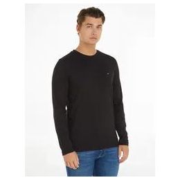 Longsleeve Tommy Hilfiger "TOMMY LOGO LONG SLEEVE TEE", Herren, Gr. XXXL (58), schwarz, Single Jersey, Obermaterial: 100% Baumwolle, bestickt, unifarben, normal h&uuml;ftlang, Rundhals, Shirts, mit Logodruck