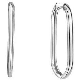 Paar Creolen ZEEme "Silber 925 rhodiniert oval 31mm lang", wei&szlig;, Ohrringe, Damen, one-size, Silber 925 (Sterlingsilber)