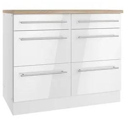 Unterschrank KOCHSTATION "KS-Wien", wei&szlig; (hochglanz wei&szlig;, wei&szlig;), B:100cm H:85cm T:60cm, Schr&auml;nke, Unterschrank, edel aussehende gestiftete Fronten