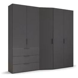 Dreht&uuml;renschrank Rauch "Kleiderschrank Schrank Garderobe W&auml;scheschrank WAVE", grau (graphit), B:247cm H:222cm T:60cm, Holzwerkstoff, Schr&auml;nke, Dreht&uuml;renschrank, in 2 unterschiedlichen Tiefen, mit Soft-Close Funktion MADE IN GERMANY