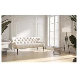 3-Sitzer Home Affaire "Amber", beige (creme), B:193cm H:97cm T:87cm, 90% Polyester, 10% Polyamid, Sofas, mit Knopfheftung,in verschieden Stoffarten