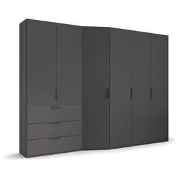 Dreht&uuml;renschrank Rauch "Kleiderschrank Schrank Garderobe W&auml;scheschrank WAVE", grau (graphit), B:297cm H:222cm T:60cm, Holzwerkstoff, Schr&auml;nke, Dreht&uuml;renschrank, in 2 unterschiedlichen Tiefen, mit Soft-Close Funktion MADE IN GERMANY