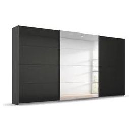 Schwebet&uuml;renschrank Rauch "Kleiderschrank Schrank Garderobe W&auml;scheschrank Ankleide OTELI", grau (graumetallic, effektgrau hochglanz), B:360cm H:210cm T:68cm, Holzwerkstoff, Schr&auml;nke, Schwebet&uuml;renschrank, mit Spiegel, schlichte Dekor- oder Hochglanz-Front MADE IN GERMANY