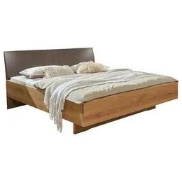 Futonbett Wiemann "Cordoba", beige (bianco, eiche, mocca, bianco, eiche), B:189cm H:97cm L:208cm, Betten, Futonbett, Absetzungen in Riffholz Polsterkopfteil in Kunstleder Mocca