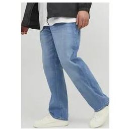 Jack & Jones PlusSize Tapered-fit-Jeans "MIKE ORIGINAL", Herren, Gr. 40, L&auml;nge 32, blau (blau denim), Denim/Jeans, Obermaterial: 85% Baumwolle, 13% Polyester, 2% Elasthan, JACK & JONES PLUSSIZE, Abriebeffekte, bequem lang, Jeans