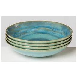 Suppenteller GIPFELST&Uuml;CK "Tiefer See", bunt (gr&uuml;n, blau), B:22cm &Oslash;:22cm, Steinzeug, Speiseteller, Scandi-Style, gl&auml;nzende Reaktivglasur, jedes St&uuml;ck ein Unikat
